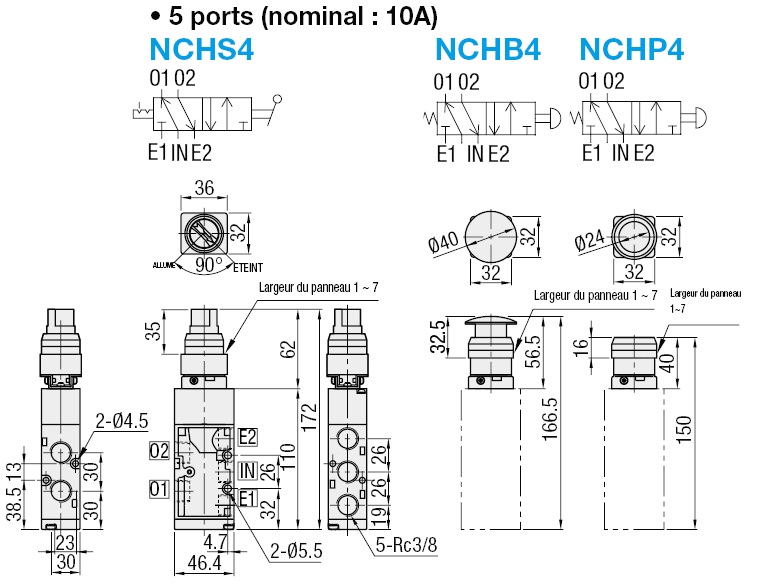 Distributeur pneumatique 5/2 - Commande manuelle de MISUMI | Boutique ...